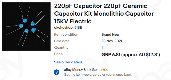 VK4PK - Capacitor 220pF 15KV - Ceramic Monolithic